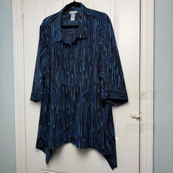 Catherines | Tops | Catherines Shirt Womens 3x Black Blue Asymmetrical ...